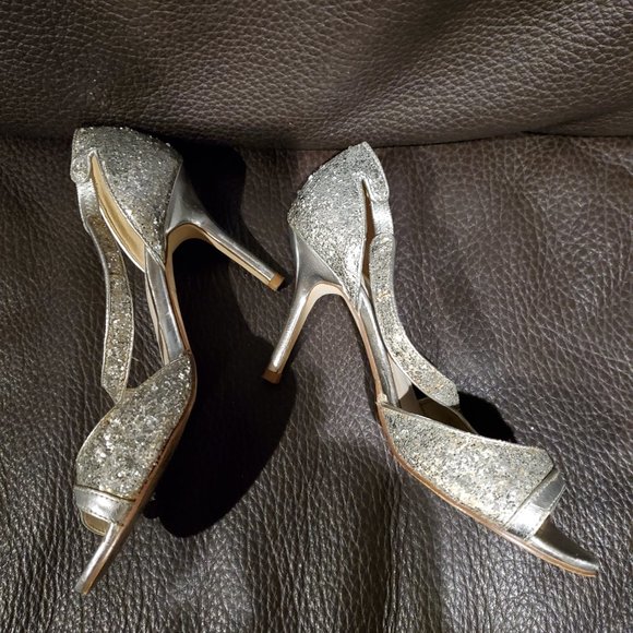 Aldo | Shoes | Aldo Womens Evening Wear Silver Glitter Stiletto Heels ...